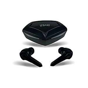 Premium Wireless Black Gaming Earbuds for Kids LESPRO Handsfree Calling Gamer Dual Microphone Bluetooth for Android iPhone Tablet