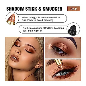 Go Ho White Highlighter Eyeshadow Stick,Cream-to-powder Dual-ended Eyeshadow Pen Eye Shadow Stick,Eye Brightener Highlighter Makeup,Eye Crayon Make up with Sponge Pointed,01