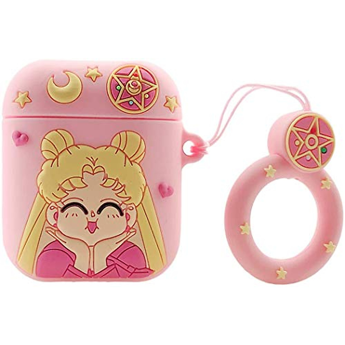 SMAIGE Compatible with Airpods 2 and 1 Case with Keychain, Soft Silicone Skin Case Cover Shock-Absorbing Protective Case-Cartoon Cute Design for Girls and Women ( Pretty Girl )