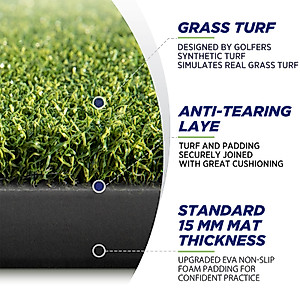 Golfguru 5x4ft PRO Artificial Turf Golf Mat + Golfguru All in 1 Golf Practice Net with XL Tri-Turf Golf Hitting Mat