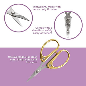 JubileeYarn Bamboo Yarn Bowl with Removable Lid + Embroidery Scissors Combo - Carbonized Brown Bowl