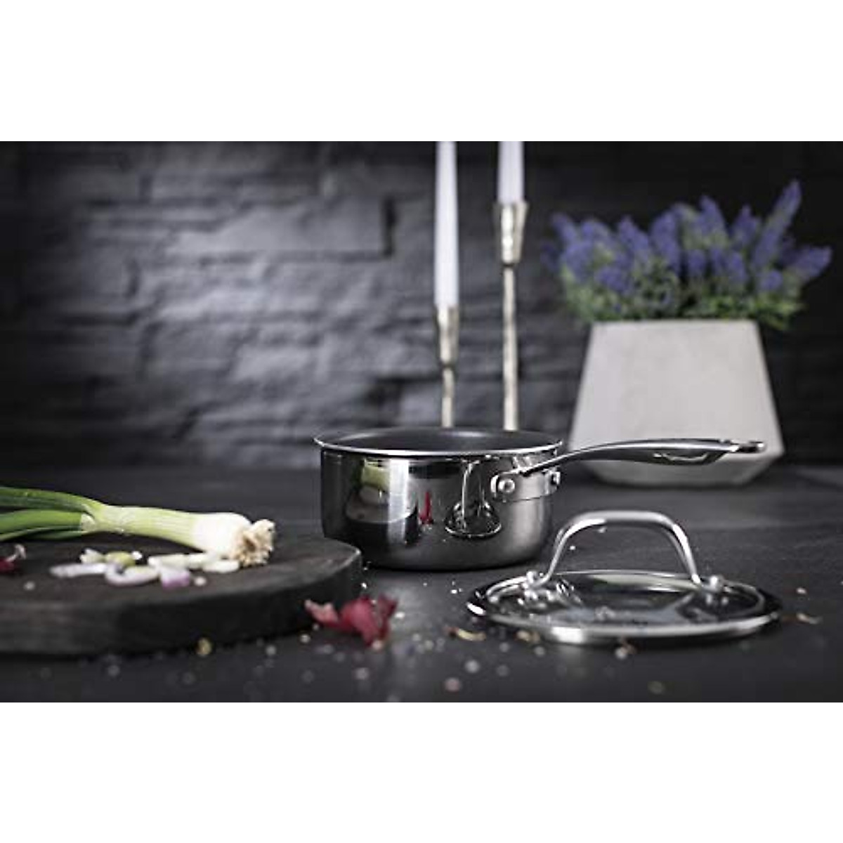 Kuhn Rikon Peak Non-Stick Saucepan with Glass Lid, 7.05 inch/18 cm