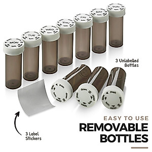 Pill Case and Pills Bottle Organizer - Weekly and Daily Medicine Container Carrier Tote Bag for Weekly Pill Bottles with 3 Extra Daily Bottles