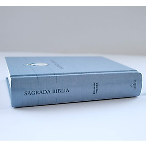 Biblia Católica en español. Tapa dura azul, con Virgen Milagrosa en cubierta / Catholic Bible. Spanish-Language, Hardcover, Blue, Compact