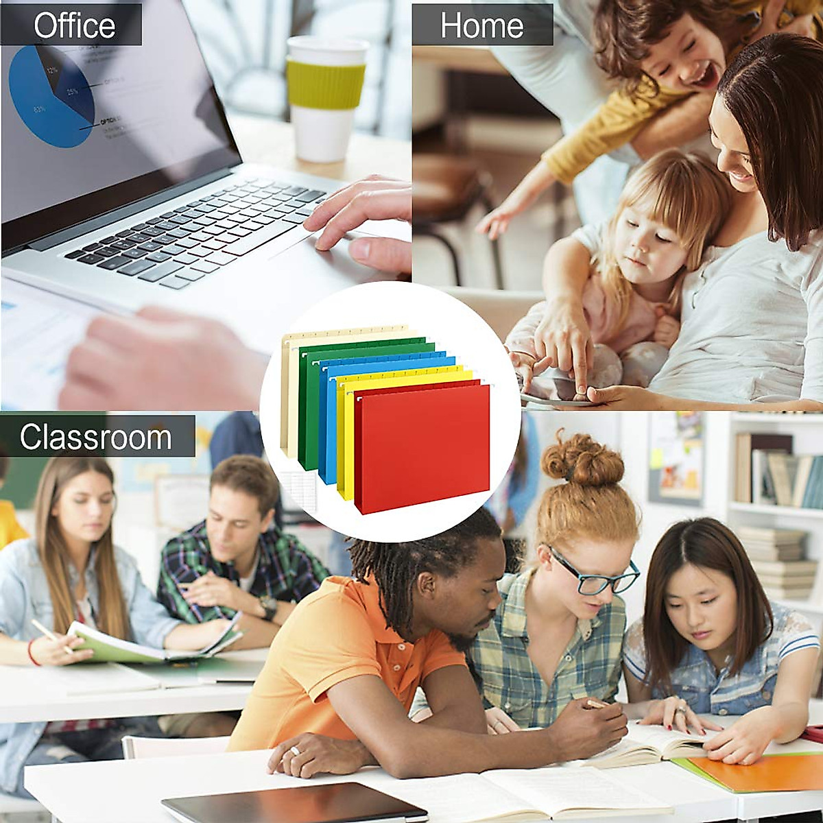 HERKKA Extra Capacity Hanging File Folders, 30 Reinforced Hang Folders, Heavy Duty 2 Inch Expansion, Designed for Bulky Files, Medical Charts, Assorted Colors, Letter Size, 30 Pack