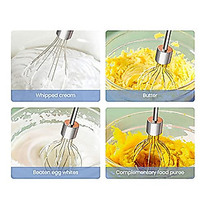 Electric Hand Mixer Whisk| Wireless Rechargeable Handheld Egg Beater with 2 Stainless Steel Mixing Heads | Portable Kitchen Aid Hand Mixer for Egg, Milkshake Cream, Cake, Baking & Cooking-Black