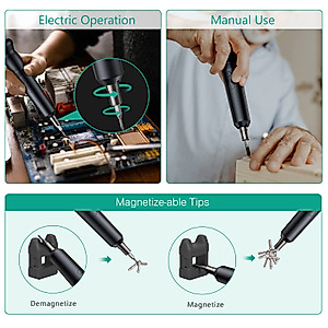 ORIA Cordless Electric Screwdriver, (Upgraded) 21 in 1 Electric Screwdriver Set, Electric & Manual 2 IN 1 Rechargeable Cordless Screwdriver Kit with Built-in LED Light, for PC, Phone,Toy