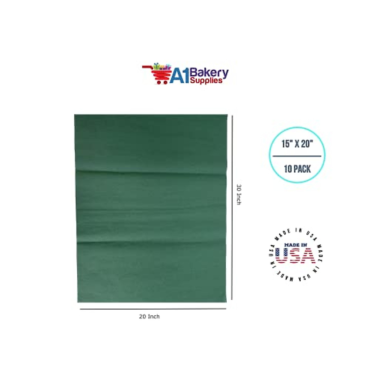 A1 Bakery Supplies Forest Green Gift Wrap Tissue Paper 20 Inch X 30 Inch - 48 Sheets Premium tissue paper
