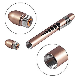 ALMOCN Pen Light,Nurse Medical Reusable LED Penlight White Light with Pupil Gauge and Ruler (Gold)