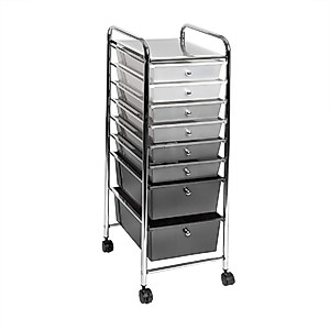 Seville Classics 8-Drawer Multipurpose Mobile Rolling Utility Storage Bin Organizer Cart, Gradient Gray