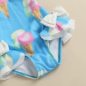 Toddler Baby Girls One Pieces Swimsuit Kids Cute Animal Leopard Printed Bathing Suits Beach Swimwear 2-6Y