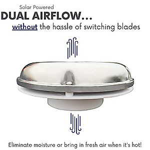 Dual Function Solar Powered Vent/Fan with Back up Battery for Boats, RV’s and Sheds (9 x 9 x 4.75 in.) Dual Function - Solar Vent/Fan with No Noise – Covers up to 500 Cu. Ft. - by Remington Solar