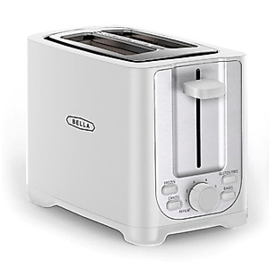 BELLA 2 Slice Toaster with Auto Shut Off - Extra Wide Slots & Removable Crumb Tray and Cancel, Defrost & Reheat Function - Toast Bread, Bagel & Waffle, White