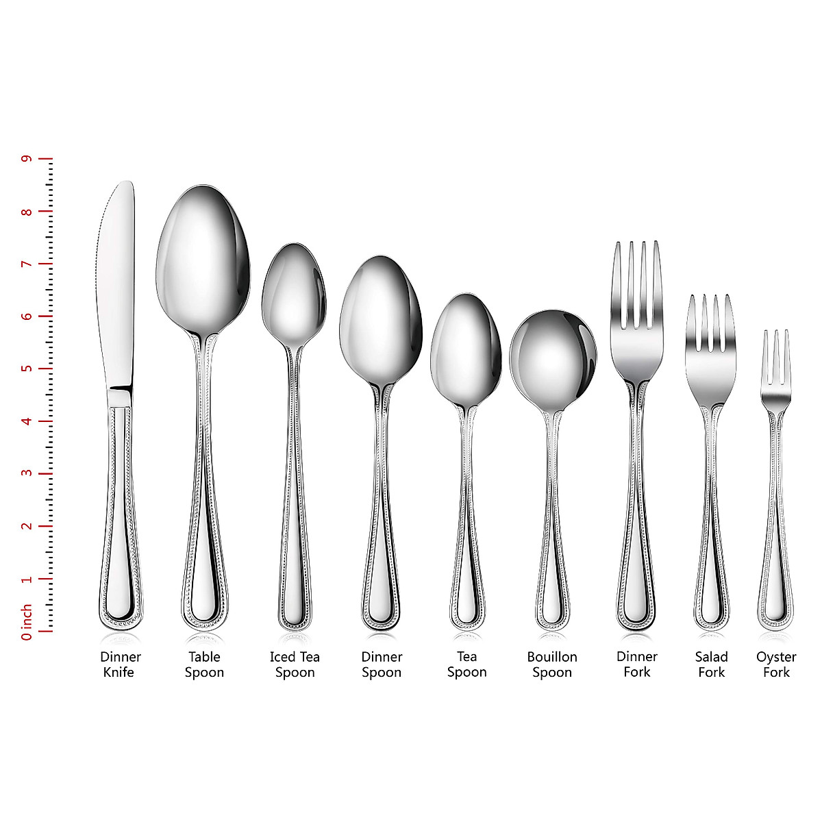 New Star Foodservice Bead Pattern, Stainless Steel, 36-Piece Flatware Set