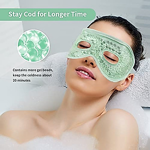 NEWGO Gel Eye Mask Reusable Cooling Eye Mak with Eye Holes, Cold Pack Eye Ice Pack Hot Cold Eye Compress for Puffy Eyes Migraine Headache, Stress Relief, Dry Eyes Dark Circles (Green)