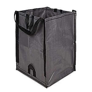 DURASACK Heavy Duty Home and Yard Waste Bag 48-Gallon Woven Polypropylene, Reusable Lawn and Leaf Garden Bag with Reinforced Carry Handles, Pop-Up Self-Standing Garbage Can, Gray