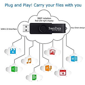 SamData USB Flash Drive 8GB 1 Pack USB 2.0 Thumb Drive Swivel Memory Stick Data Storage Jump Drive Zip Drive Drive with Led Indicator (Black, 8GB-1Pack)