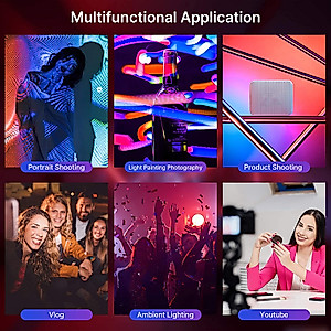 ULANZI VL49 RGB Video Lights White, LED Camera Light 360° Full Color Portable Photography Lighting w 3 Cold Shoe, 2000mAh Rechargeable CRI 95+ 2500-9000K Lamp Support Magnetic Attraction