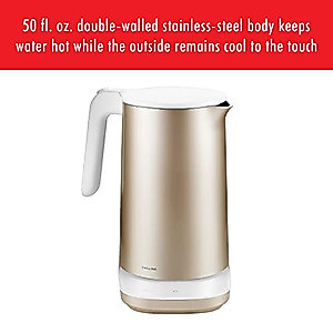 ZWILLING Enfinigy 1.56-qt Cool Touch Electric Kettle Pro, Cordless Tea Kettle, Gold