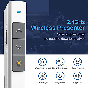 NORWII N26 Wireless Presenter with Laser Pointer 300 FT, 2.4GHz Presentation Clicker for Powerpoint Presentation, PPT Powerpoint Clicker for Presentation Remote Google Slide Clicker