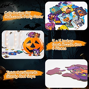 Autpvcol Halloween Party Favors, 24Pack 144Pcs Jigsaw Puzzles Halloween Toys For Trick Or Treat, Halloween Goodie Bag Fillers, Halloween Puzzle Halloween Gifts For Kids,School Classroom Reward