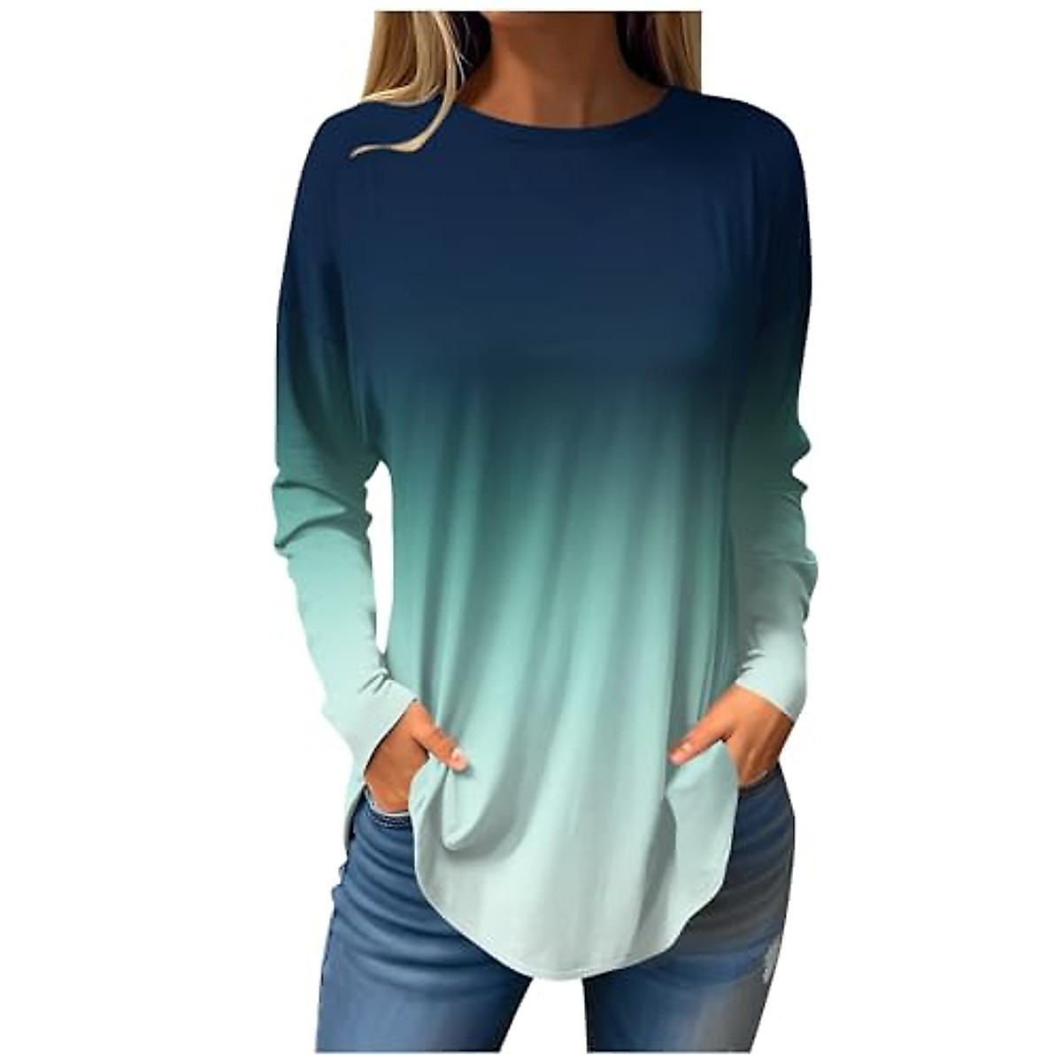 JJHAEVDY Christmas Fall Fashion Shirts for Women Going Sweatshirt Trendy Dressy Shirts Loose Fit Outfits Oversized Crewneck Sweatshirt Women Clothes(2-Light Blue,XX-Large)