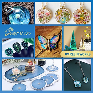 Bsrezn 400g UV Resin Hard, Crystal Clear UV Cure Epoxy Resin Kit Premixed Resina UV Transparent Solar Activated Glue for Jewelry Making Fast Curing