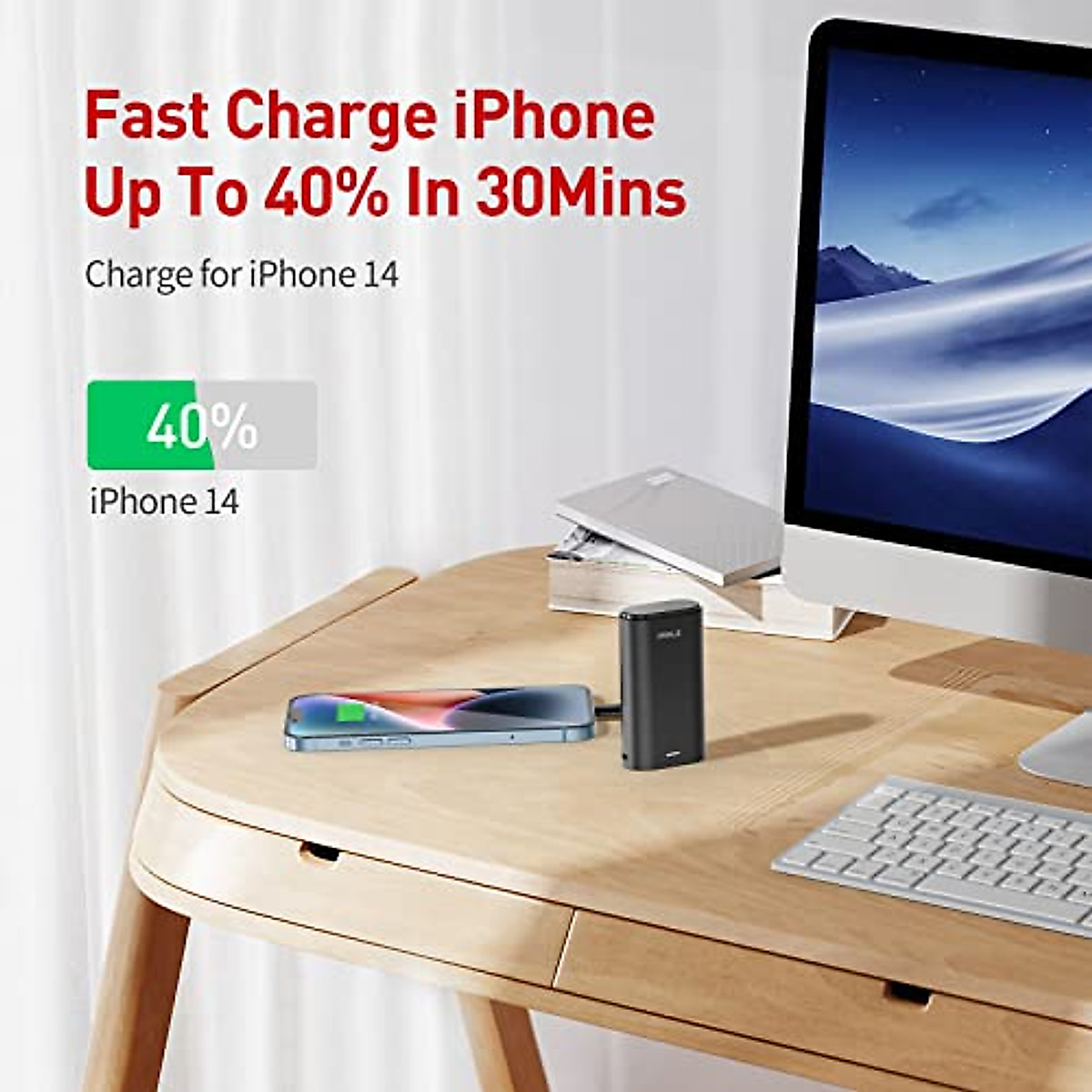 iWALK Portable Charger 9000mAh Ultra-Compact Power Bank with Built-in Cable, Small External Battery Pack Compatible with iPhone 14/14 Plus/14 Pro Max/13/13 Mini/13 Pro Max/12 Pro/11/XR/XS/X/8/7/6