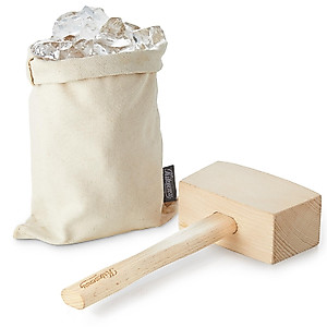 KITESSENSU Lewis Ice Bag and Mallet for Crushed Ice, Canvas Bag & Wooden Mallet Bar Tools Bartender Kit, Ice Crushers for Home Use