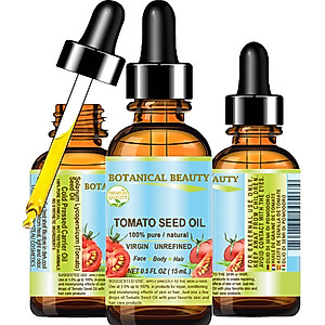 TOMATO SEED OIL 100% Pure Natural Virgin Unrefined Cold-pressed Carrier Oil 0.5 Fl oz 15 ml For Face, Skin, Body, Hair, Lip, Nails. Rich in Vitamin E, Lycopene by Botanical Beauty