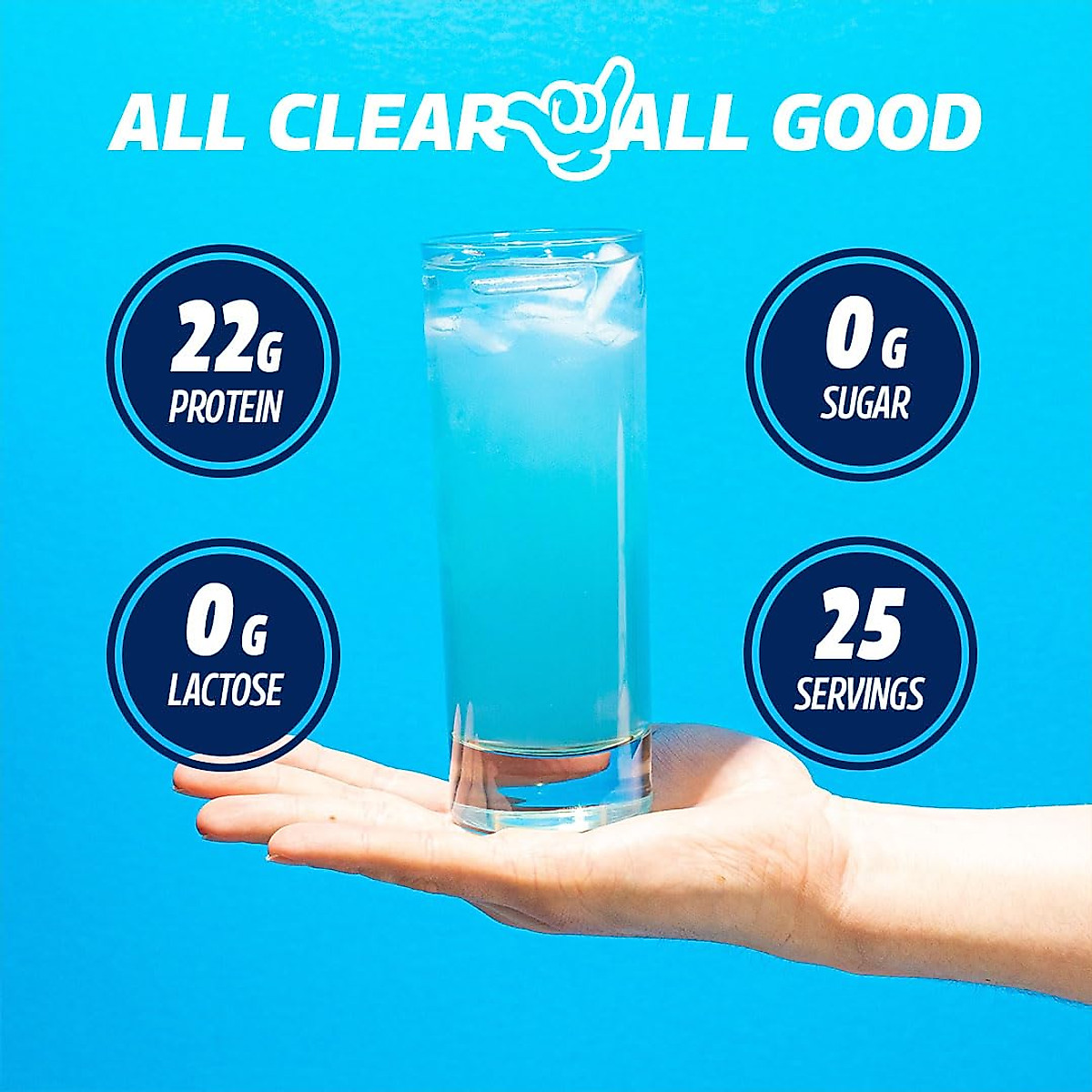 SEEQ Clear Whey Isolate Protein Powder, Blue Razz Freeze - 25 Servings, 22g Protein Per Serving - 0g Lactose, Sugar-Free, Keto-Friendly, Soy Free - Juice-Like Protein, Post-Workout Recovery