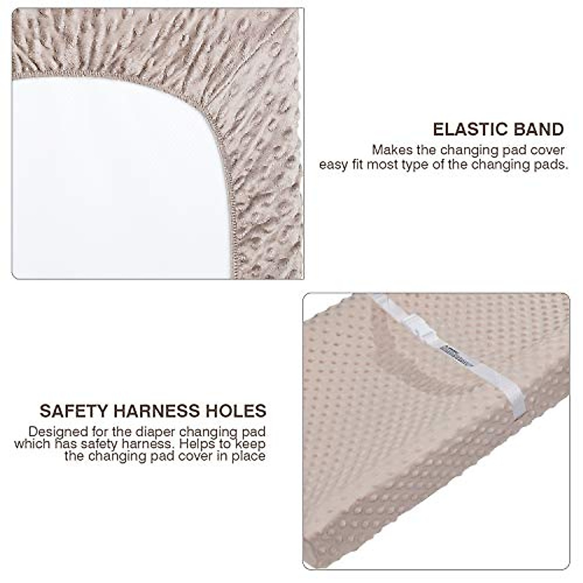 Changing Table Cover, AceMommy Ultra Soft Minky Dots Plush Changing Pad Covers for Baby Boy & Girl Breathable Changing Table Sheets Wipeable Diaper Changing Pad Cover Brown&Grey (2 Pack)