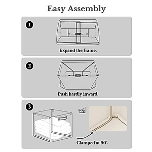 StorageWorks 13x13 Storage Cubes, Collapsible Storage Bins Organizer for Closet, Fabric Storage Box with PU Handles, Beige, 6-Pack