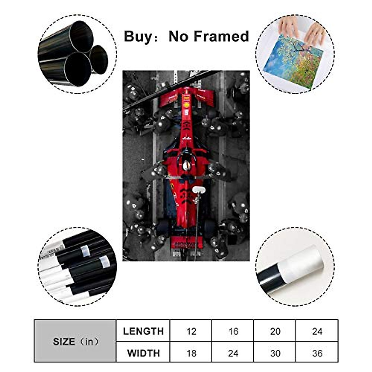 Maisuimaoyi Racing Poster Car Poster F1 Pit Canvas Art Poster and Wall Art Picture Print Modern Family bedroom Decor Posters 16x24inch(40x60cm)