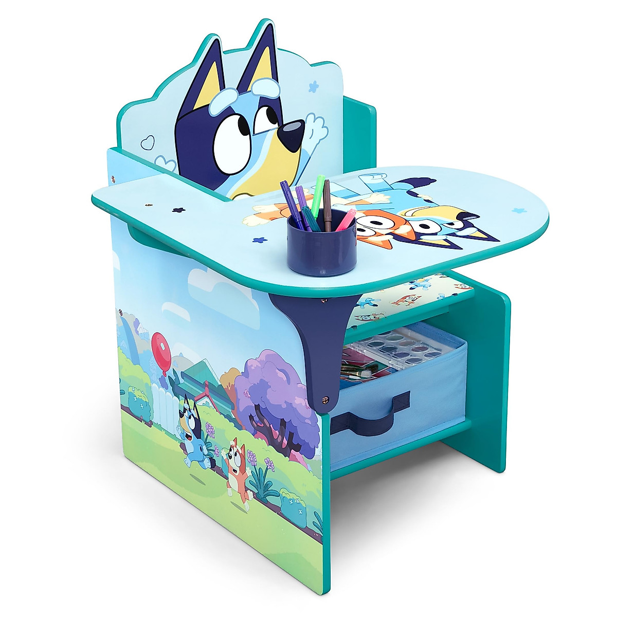 Delta Children Bluey Chair Desk with Storage Bin - Greenguard Gold Certified, Blue