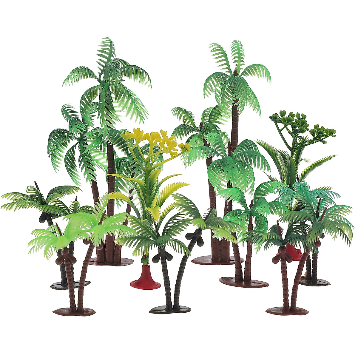 Quancru 10Pcs Miniature Coconut Palm Tree Model Artificial Greenery Plant Decoration DIY Train Railway Building Diorama Sandbox Cake Topper Landscape
