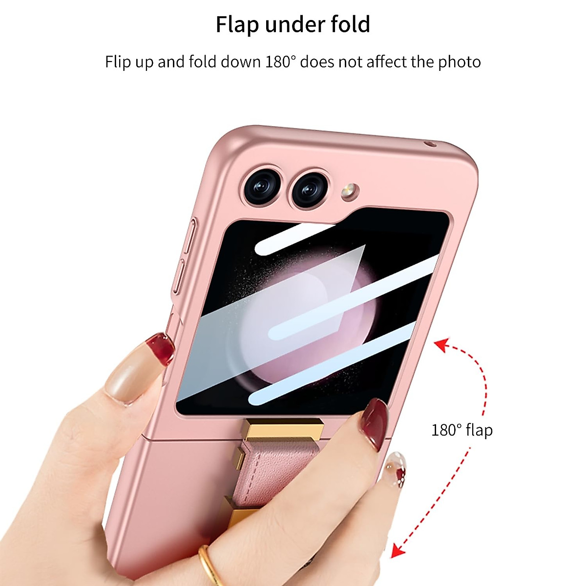 MiorMiar Ultra-Thin Leather Mobile Phone case for Samsung Galaxy Z Flip 5, Folding Hard PC Protective Shockproof Cover with Ring, Camera Protector Shell for Z Flip5 (Light Green)