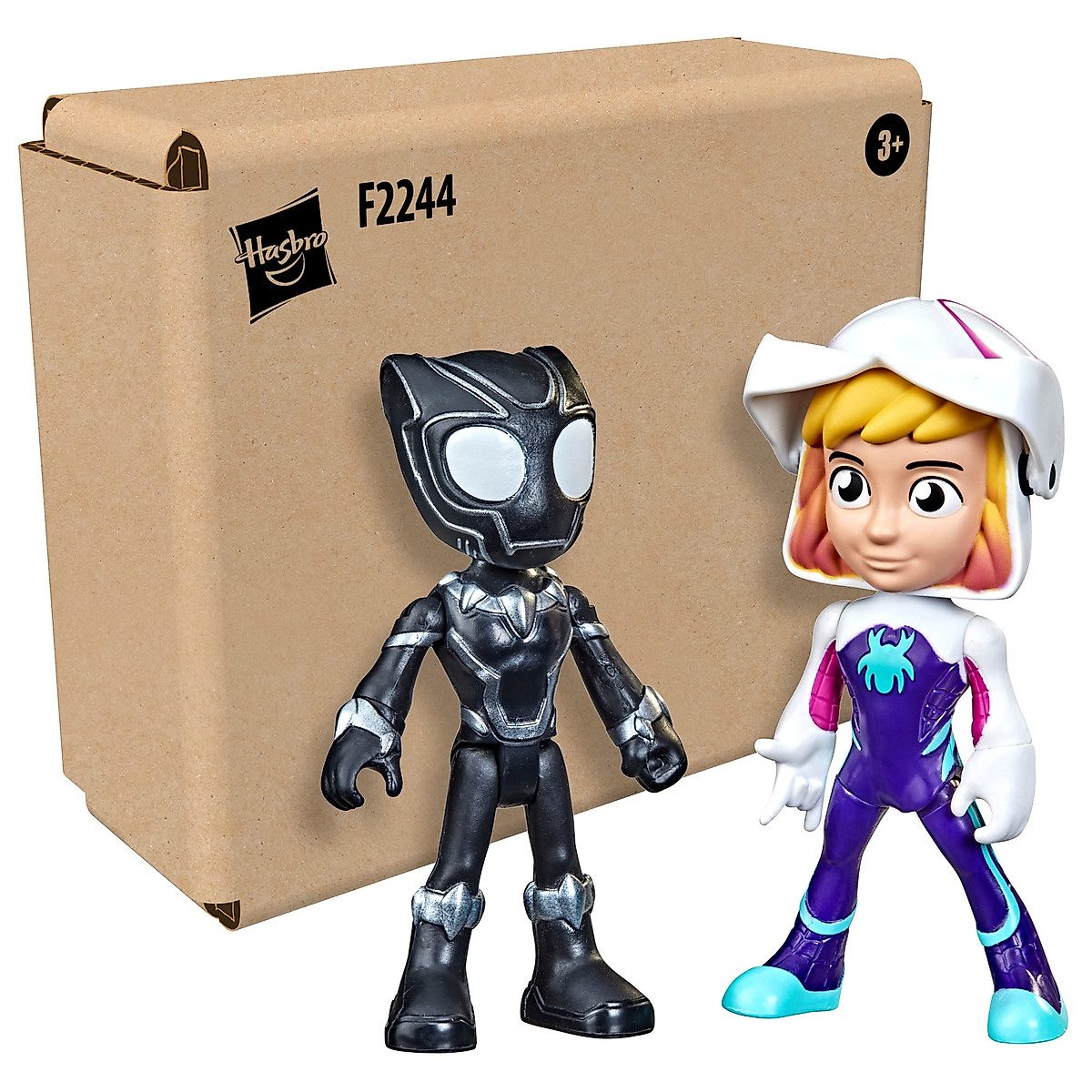 Spidey and His Amazing Friends Hero Reveal 2-Pack, Marvel Action-Figures, Mask-Flip Feature, Ghost-Spider and Black Panther, Kids Easter Gifts, 3+