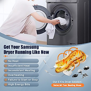 Upgraded DC47-00019A Dryer Heating Element for Samsung Dryer dv45h7000ew/a2 dv42h5000ew/a3 dv40j3000ew/a2 Dryer Parts Thermal Fuse DC47-00016A DC47-00018A DC32-00007A DC96-00887A