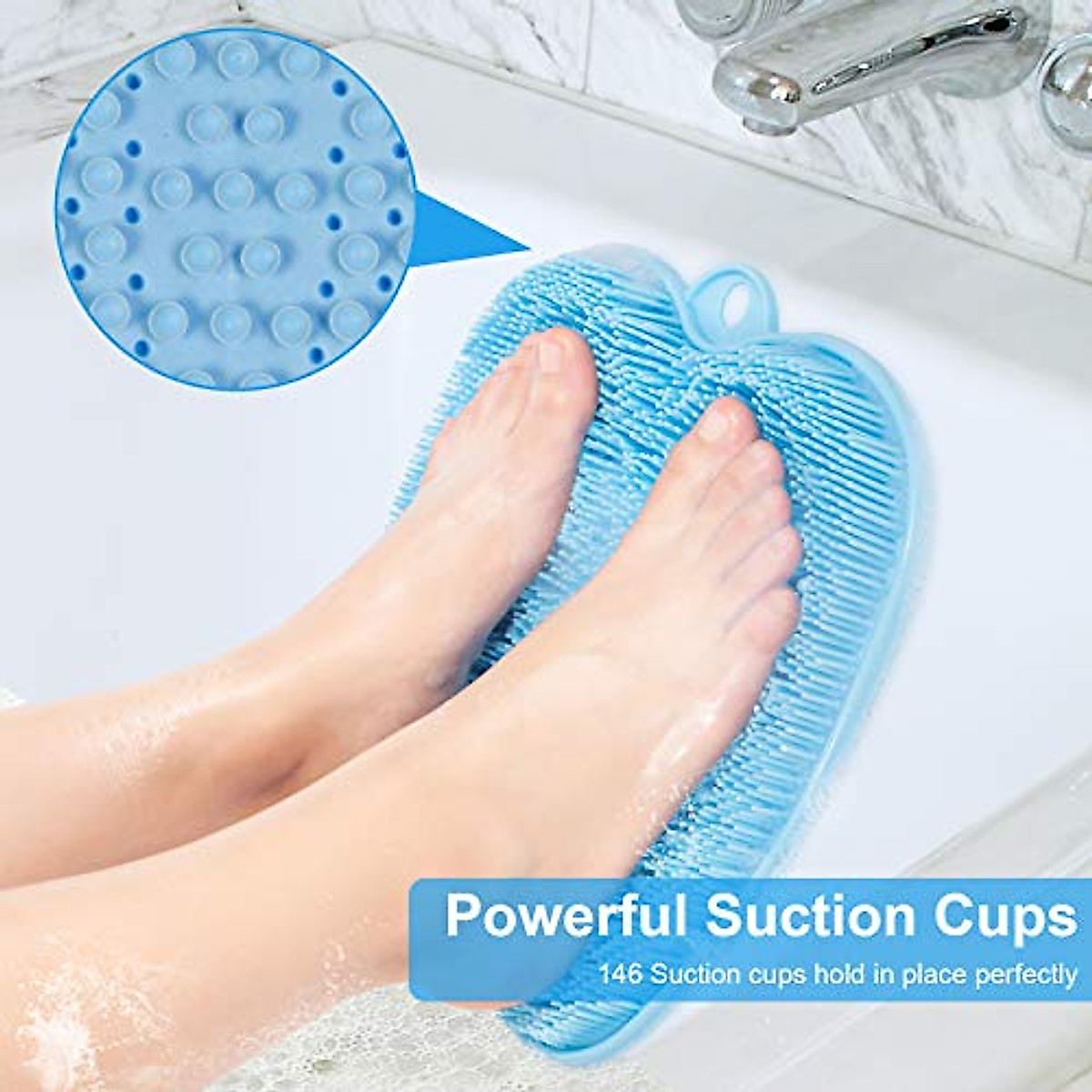HONYIN Foot Scrubber for Use in Shower, XL Size Larger Shower Foot Scrubber Mat with Non-Slip Suction Cups- Cleans, Exfoliates & Massages Your Feet, Improve Circulation & Soothe Achy Feet