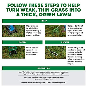 Scotts Turf Builder Thick'R Lawn Grass Seed, Fertilizer and Soil Improver for Sun & Shade, 40 lbs.