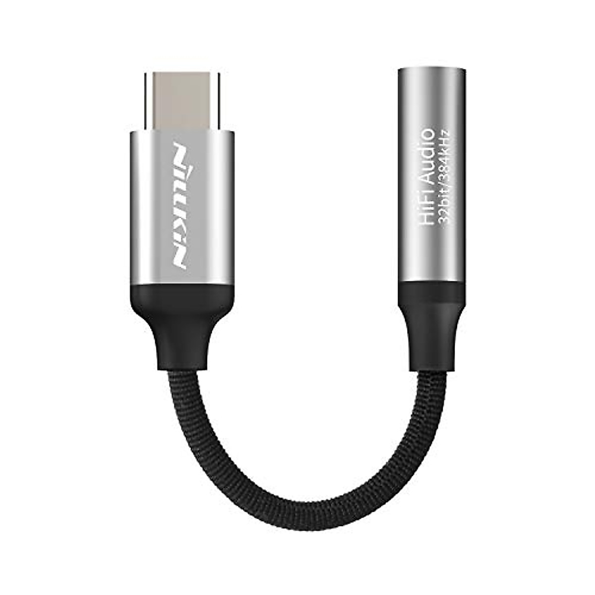 Nillkin USB C to 3.5mm Headphone Adapter,USB Type C to 3.5mm Headphone Audio Jack Hi-Fi DAC Chip Cable Adapter for Galaxy S20 Ultra/S20+/Note 10,iPad Pro 12.9/11,One Plus 8/7 Pro,Pixel 4/3/2,Silver