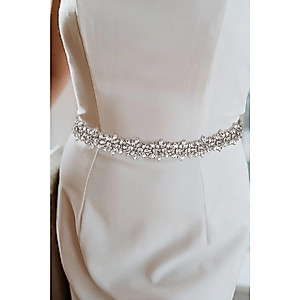 Silver Rhinestone Bridal Belt Crystal Wedding Dress Belt Bridesmaid Sash Belt for Women Formal Evening Dresses