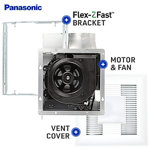 Panasonic FV-0510VSCL1 WhisperValue DC Ventilation Fan with Light and Condensation Sensor for Humidity Control - 50-80-100 CFM - Bathroom Wall Fan