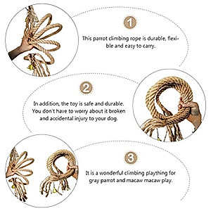 POPETPOP Parrot Rope Perch Hemp Rope Bungee Bird Toy Parrot Cage Toy for Conure (S)