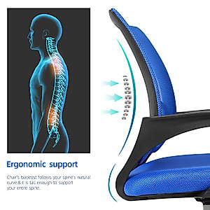 InfiniPower Task Mesh Computer Wheels and Arms and Lumbar Support Study Chair for Students Teens Men Women for Dorm Home Office, Blue