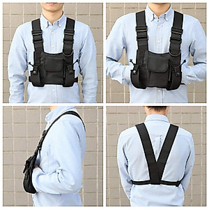 CZDLDNXS Multi-Pocket Chest Rig Bag Utility Vest Chest Bag for Men Hands Free Radio Front Pack Pouch Hip Hop Chest Pack Functional Tactical Harness for Women Running Exercise Hiking Camping