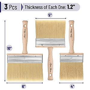 Bates- Deck Stain Brush Set, 4”, 5” and 6”, Stain Brushes for Wood, Deck Stain Applicator, Deck Brush, Wide Paint Brush, Large Paint Brushes, Wood Stain Brush, Masonry Brush, Wood Stain Applicator