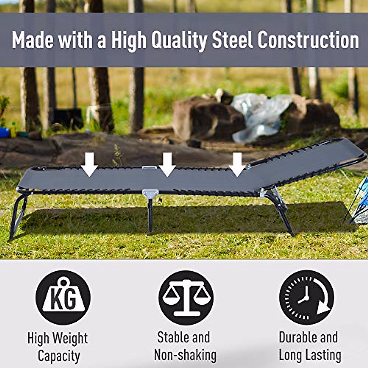 Outsunny Folding Chaise Lounge Pool Chairs, Outdoor Sun Tanning Chairs, Folding, Reclining Back, Steel Frame & Breathable Mesh for Beach, Yard, Patio, Gray