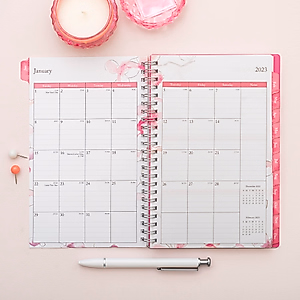 Blue Sky 2023 Weekly and Monthly Planner, January - December, 5" x 8", Clear Pocket Cover, Wirebound, Orchid (142084)